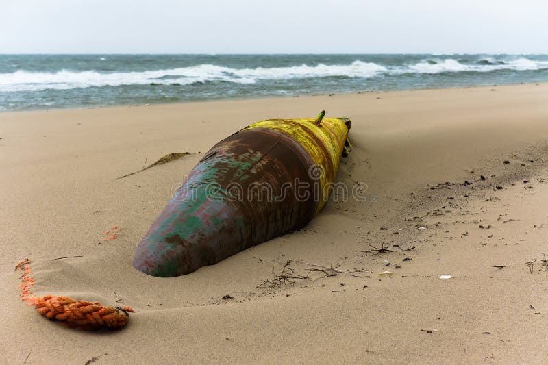 Sea Buoy Made of Iron, Old Iron Float on the Shore Stock Photo - Image ...