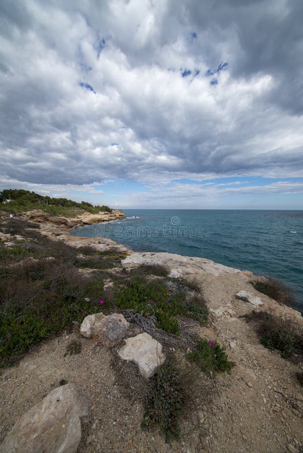 The Sea in Calafat on the Darted Coast of Tarragona Stock Image - Image ...
