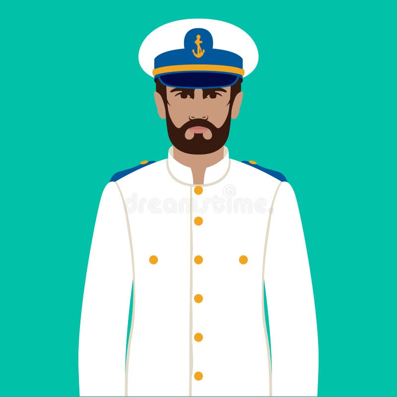 Sea Captain in the Form Vector Illustration Flat Style Front Stock ...