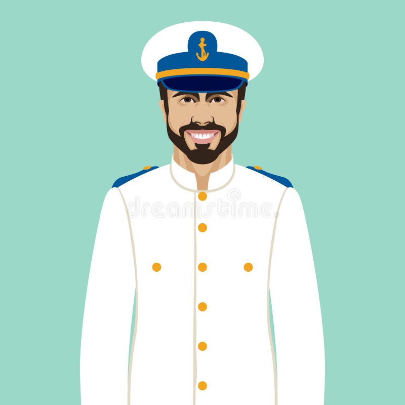 Sea Captain in the Form Vector Illustration Flat Style Front Stock ...