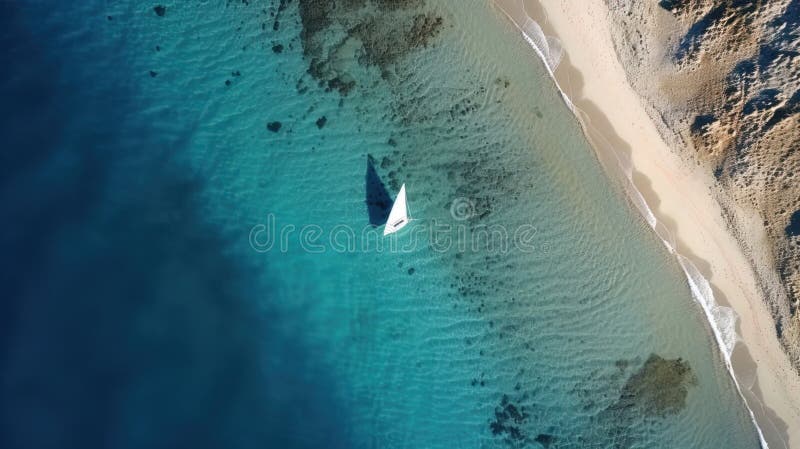 The Sea Captured in a Top-down View, Forming an Intriguing Triangular ...