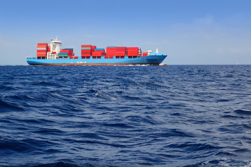 Sea Cargo Merchant Ship Sailing Blue Ocean Stock Photo - Image of ...