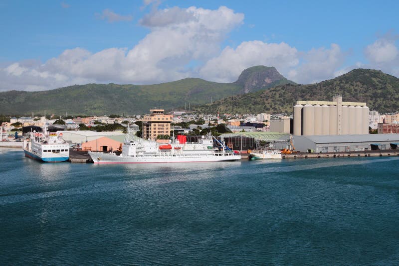 Sea Cargo Port. Port Louis, Mauritius Stock Image - Image of clouds ...