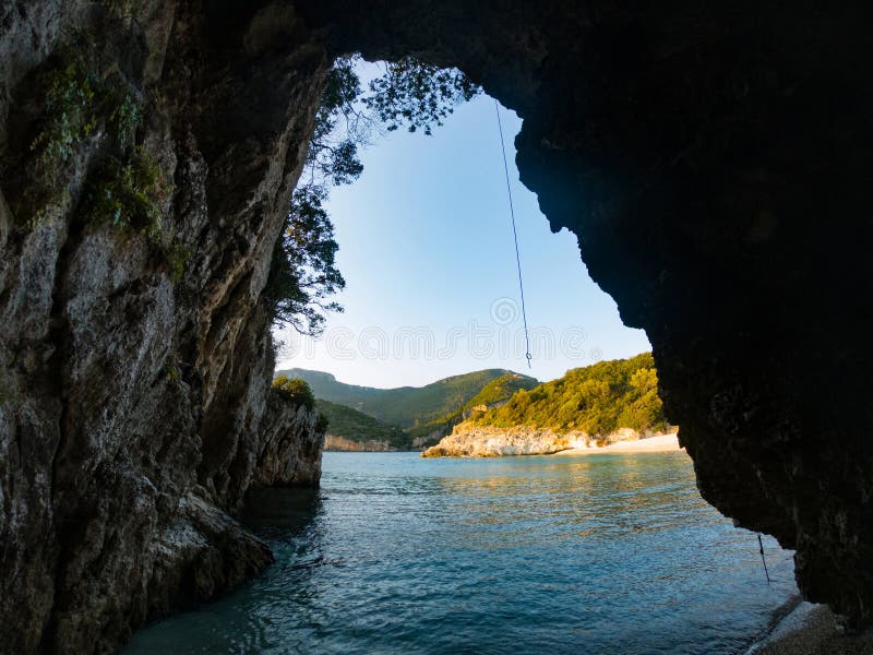Cave on Corfu, Greece stock photo. Image of mediterranean - 60970046