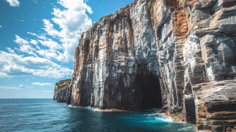 A Sea Cave Formed in a Coastal Cliff Face Stock Illustration ...