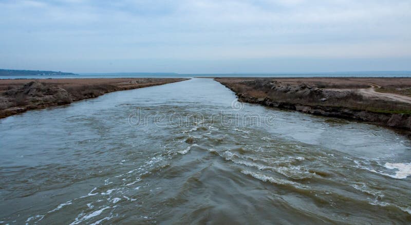 Sea Channel in the Salty Tiligul Estuary, Ukraine Stock Photo - Image ...