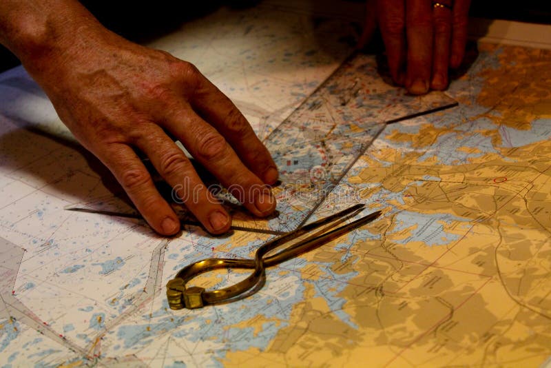 Sea chart and navigation stock photo. Image of math, planning - 97332302
