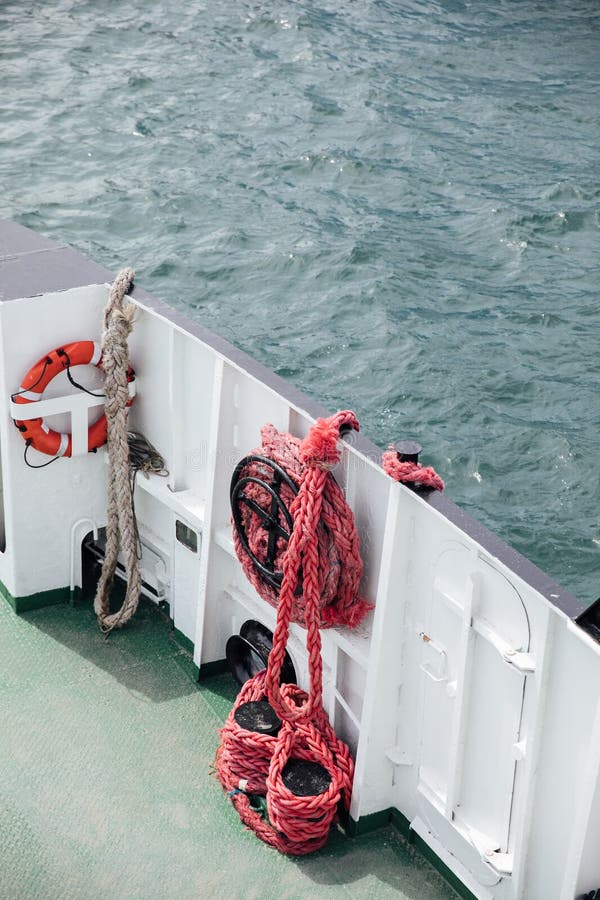 Sea Circle on the Ship and Ropes for Mooring To the Berth Stock Image ...