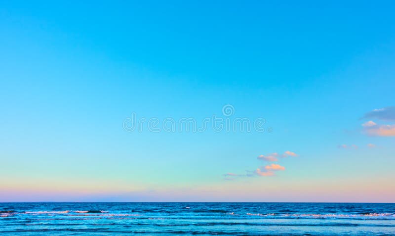 Sea and almost Clear Blue Sky in the Evening Stock Image - Image of ...