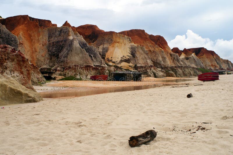 Sea Cliffs and Beach of Morro Branco Stock Image - Image of panoramic ...