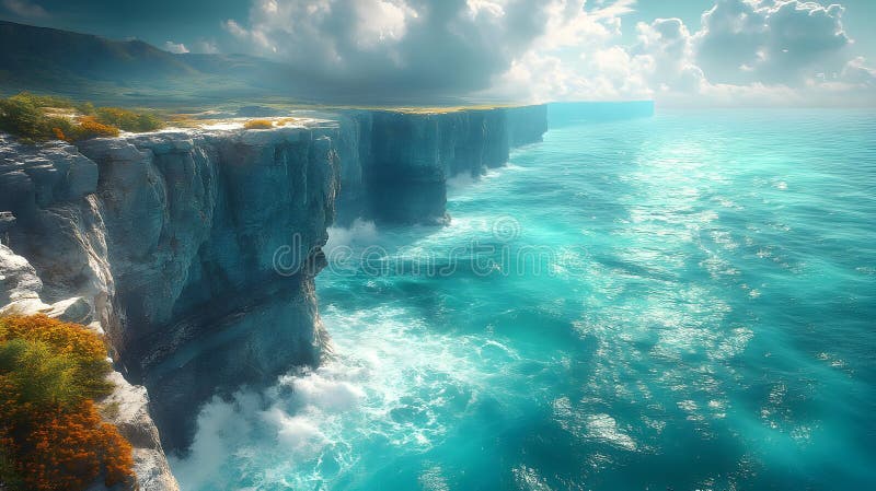 Sea Cliffs Digital stock illustration. Illustration of edge - 353305278