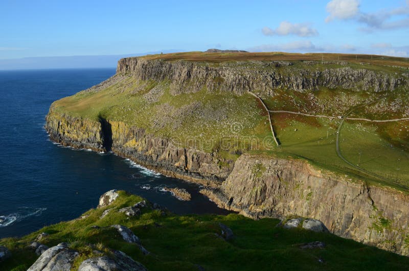 Sea Cliffs and Pastures for Sheep Grazing in Scotland Stock Photo ...