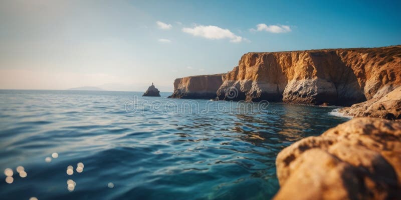 Sea Cliffs Rise from the Blue Water Beautiful Landscape. Stock Image ...
