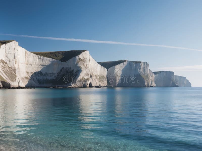Sea Cliffs Rise from the Blue Water Beautiful Landscape. Stock Image ...