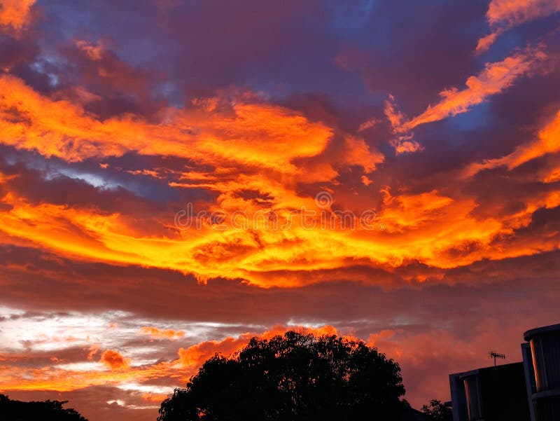 Sea cloude orange stock photo. Image of plain, reflection - 262989978