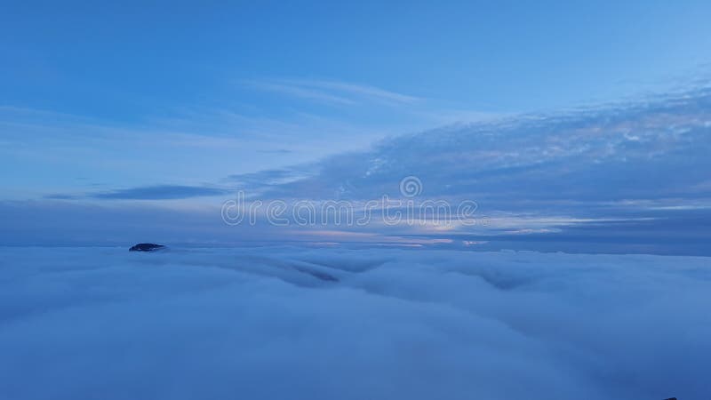 Sea of Clouds and Fog at Sunset Stock Photo - Image of landscape ...