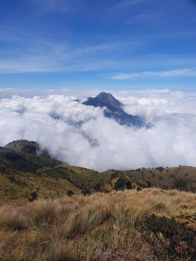 Sea of Clouds on Mount Merbabu Stock Image - Image of mountain ...