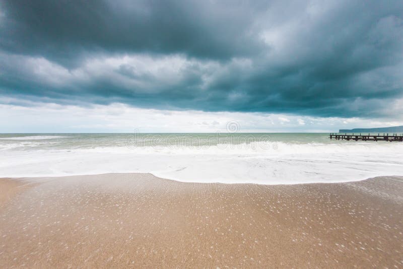 Sea on a cloudy day stock image. Image of scenery, beautiful - 151485337