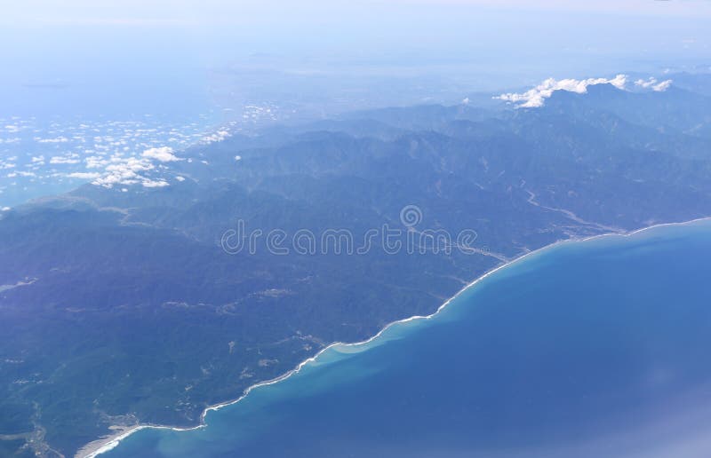 Sea Coast High Views and Bright Blue Sky. Stock Image - Image of white ...