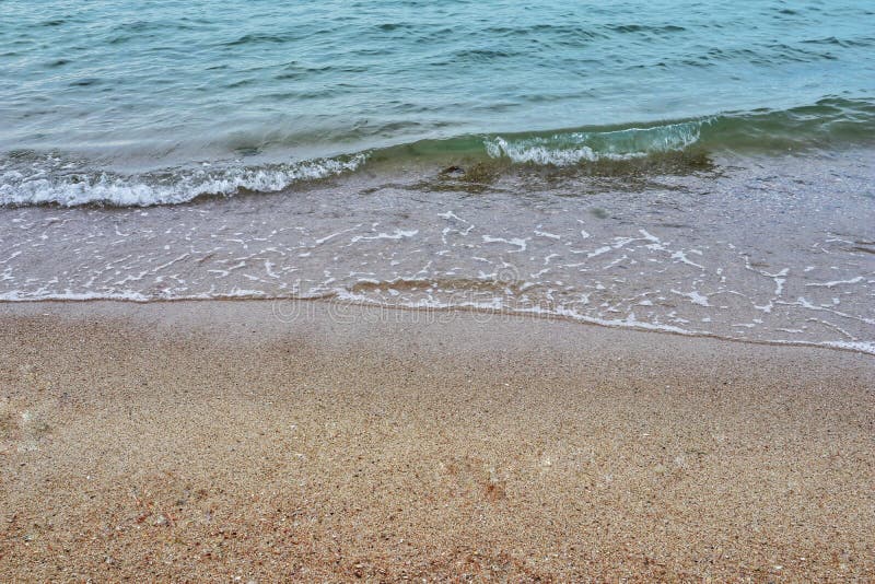 Sea Coast and Moving Wave at the Sandy Beach for Background and ...