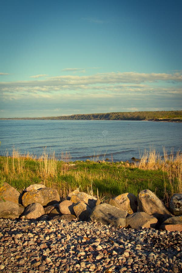 Sea Coast in the Spring in Hot Weather Stock Image - Image of orange ...