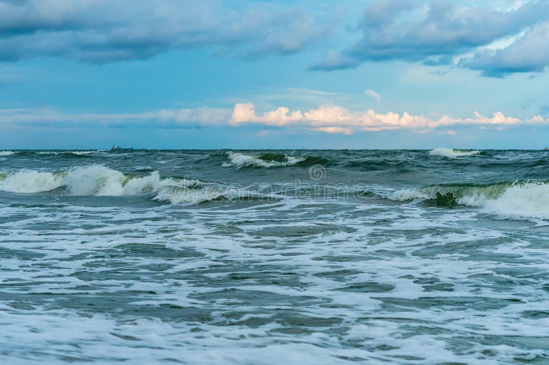 Sea Coast. Waves and Storms at Sea. Waves on the Baltic Sea Stock Image ...