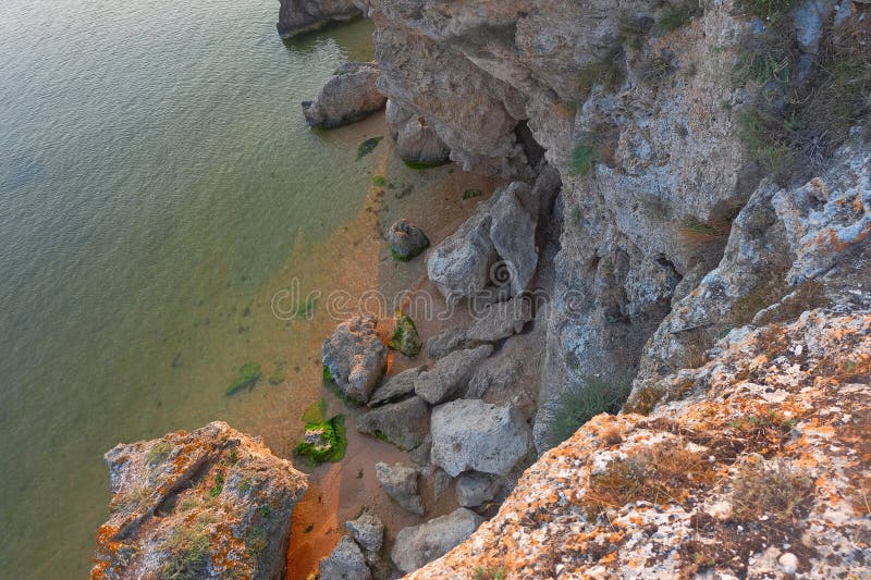 Sea Coastline from Above View on Cliff Stock Image - Image of look ...