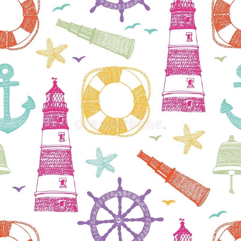 Sea vacation pattern stock vector. Illustration of sailing - 35730657