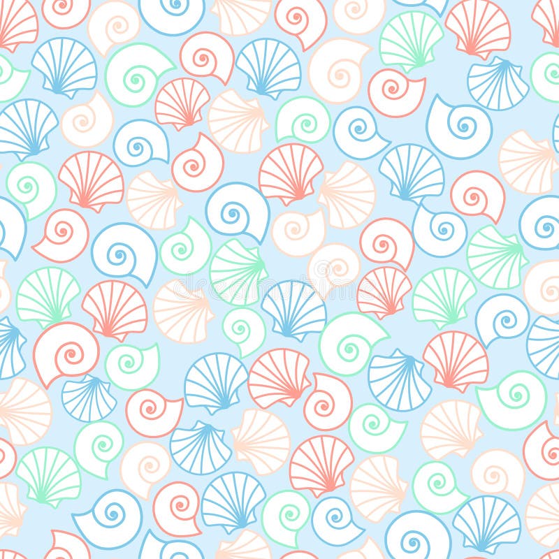 Seamless Blue Pattern Shells Stock Illustrations – 4,379 Seamless Blue ...
