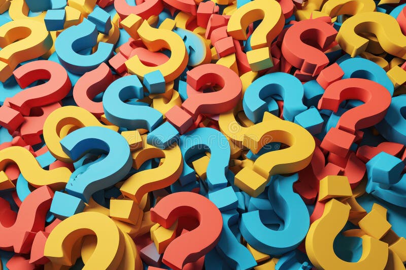 Sea of Colorful 3D Question Marks, Representing a Multitude of Thoughts ...