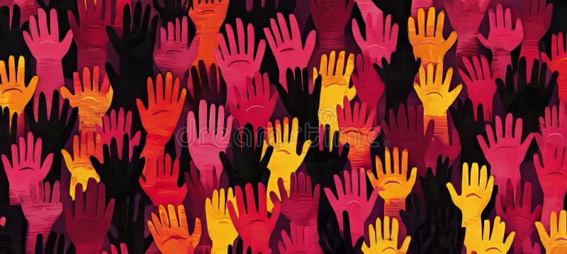 Sea of Colorful Helping Hands Representing Unity, Support and Teamwork ...