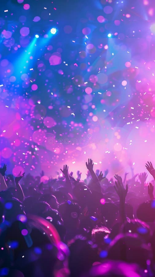 A Sea of Concertgoers Under a Dazzling Array of Blue Stage Lights ...