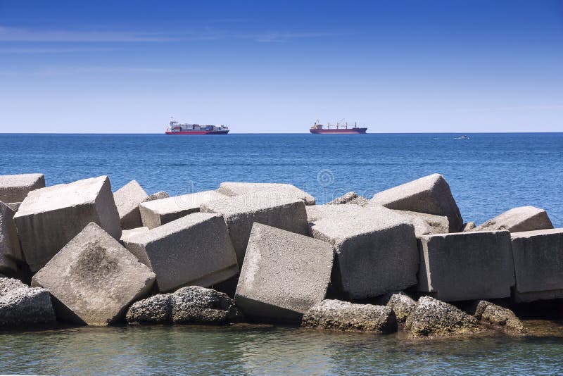 Sea concrete dam stock photo. Image of architecture, gates - 66797072