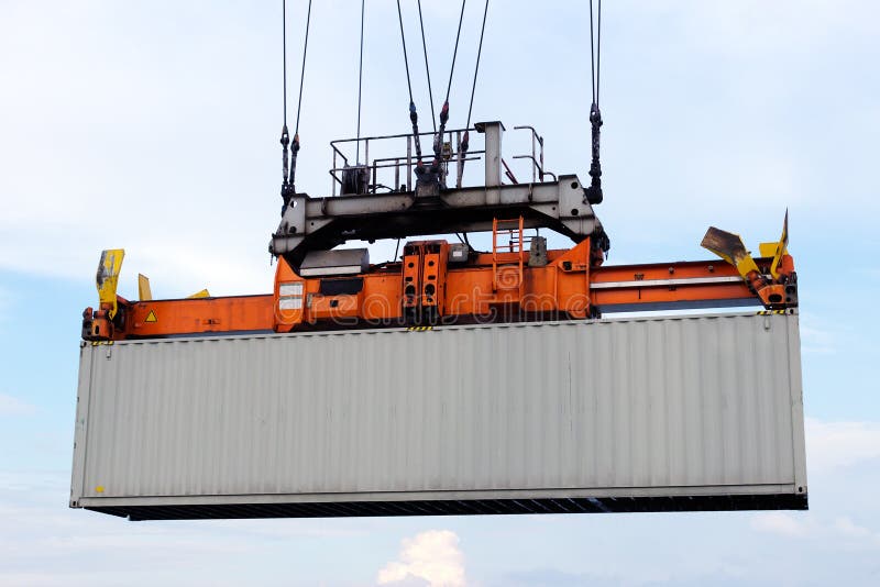 Sea Container Lifted by a Harbor Crane Stock Photo - Image of shipping ...