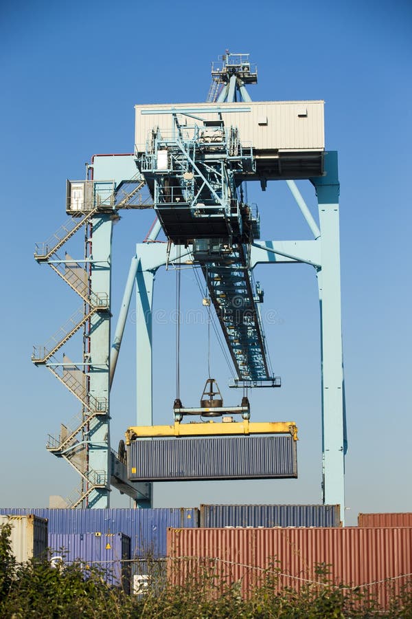Sea Container Lifted by a Harbor Crane Stock Image - Image of quay ...