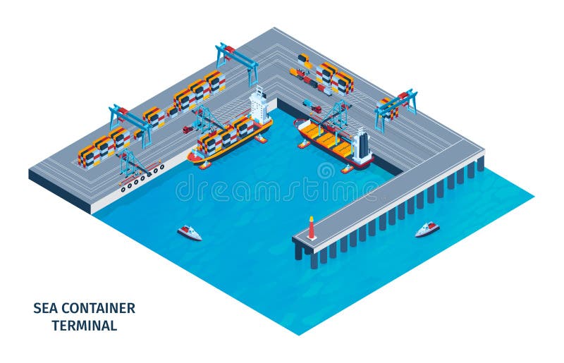 Container-Terminal stock vector. Illustration of harbor - 18078228