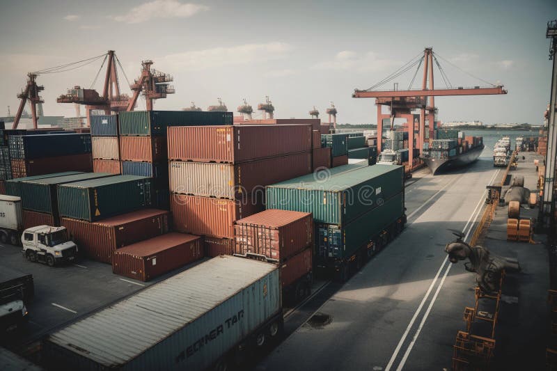 Sea Containers Cargo Delivery. AI Generated Stock Illustration ...