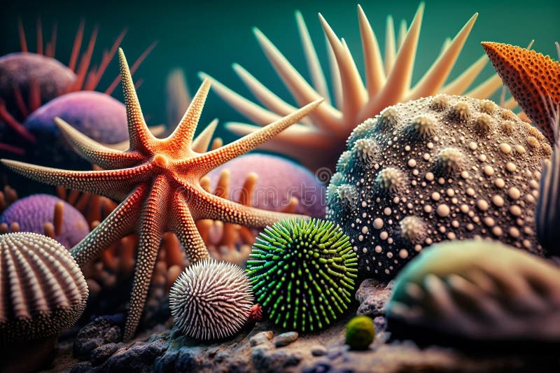 Sea Coral Shells and Rocks Generative AI Stock Illustration ...