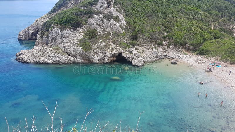 Sea in Corfu island editorial photo. Image of transparent - 123950381