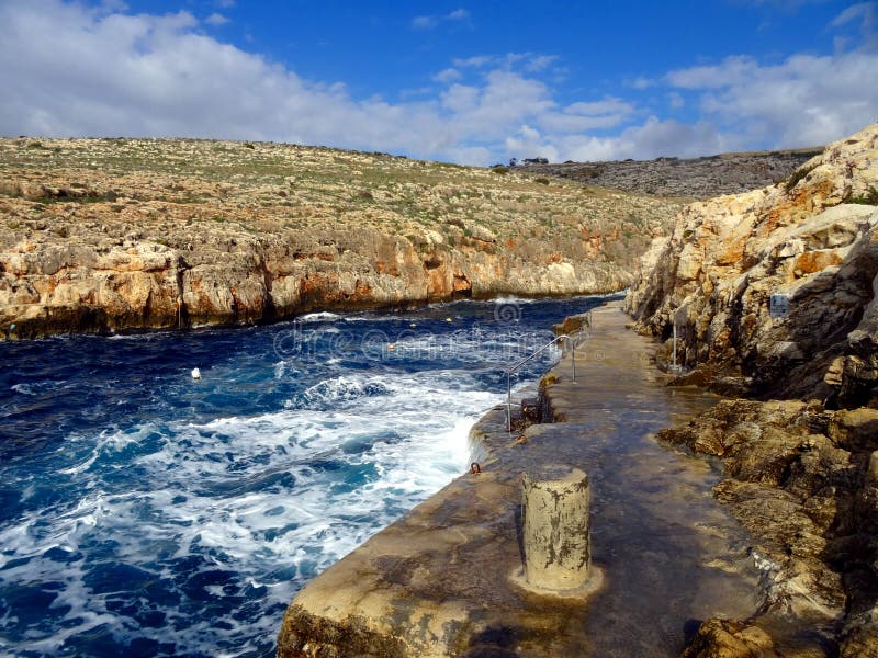 Sea cove stock photo. Image of pier, waves, mediterranean - 86551556