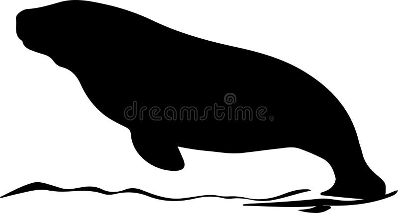 Sea Cow Black Silhouette Generative Ai Stock Vector - Illustration of ...