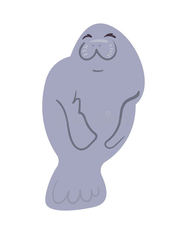 Sea cow character cute stock vector. Illustration of character - 332130014