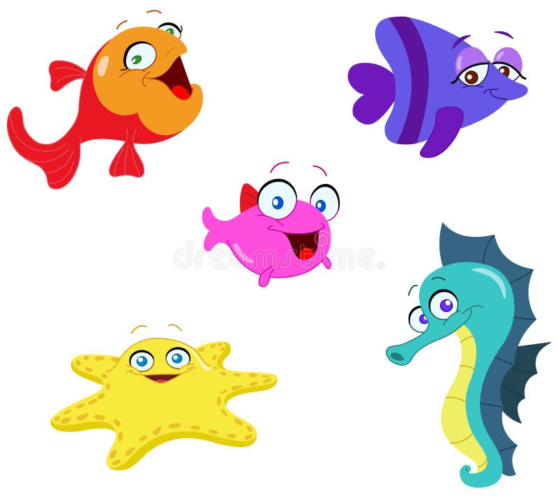 Sea creatures stock vector. Illustration of happy, smile - 12939543