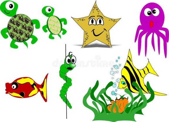 Cute Cartoon Style Sea Creatures Stock Illustrations – 1,210 Cute ...