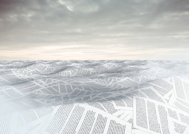 Sea of Documents Under Sky Clouds Stock Illustration - Illustration of ...