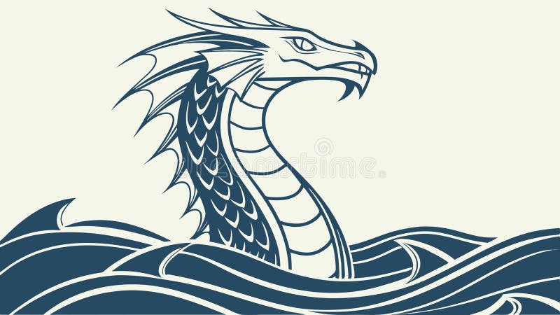 Sea Dragon in Waves: Mythical Ocean Creature Vector Illustration ...