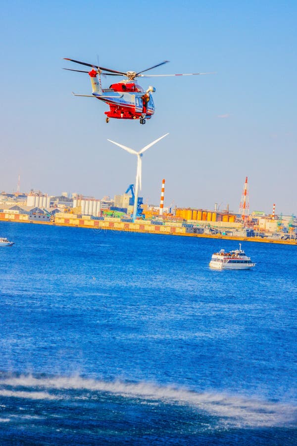 Sea emergency helicopter editorial photo. Image of monitoring - 301357986