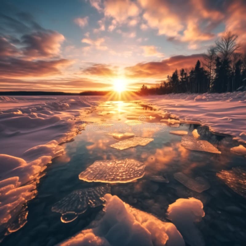 Sea of Endless Slice Ice Waves Sparkling Reflection of the Sun Stock ...