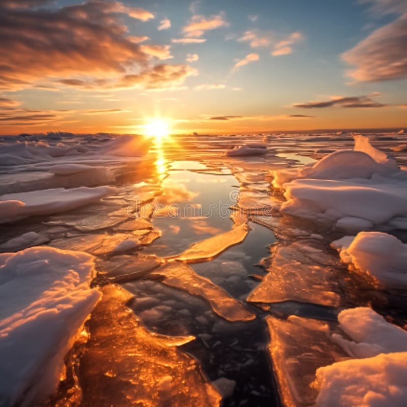 Ice Waves with the Sparkling Reflection of the Sun that Fantastic View ...