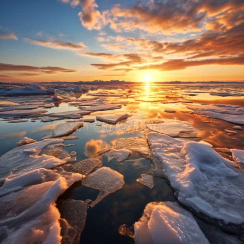 The Beauty Nature of the Sea of Endless Ice Waves Stock Illustration ...